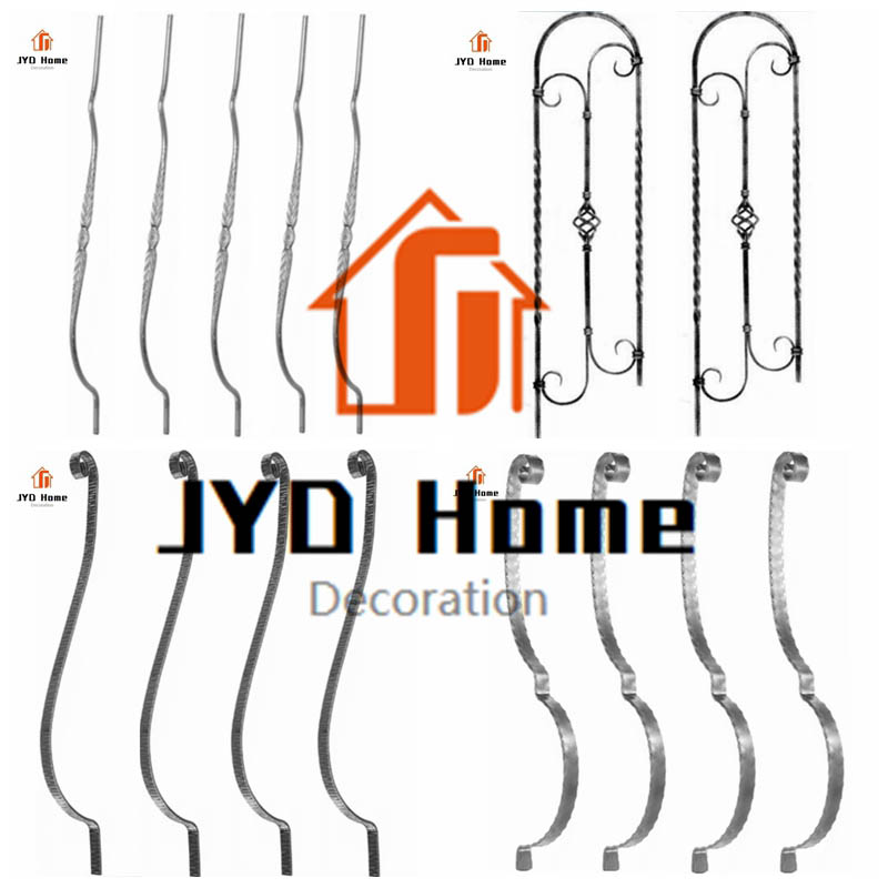 1/2” x 44” Satin Black Hollow Iron Scroll Belly Balusters For Balcony ...