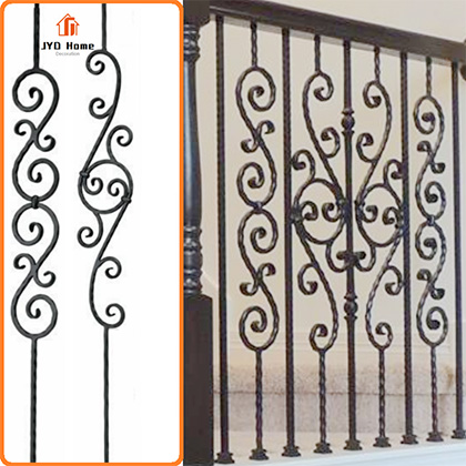 1/2” x 44” Satin Black Hollow Iron Scroll Balusters – wrought iron ...